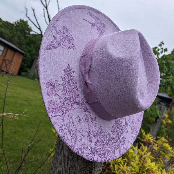 Luna Moth Hat, Hand Painted Fedora Hat, Wood Burnt Hat, Goth Cowboy Hat ...