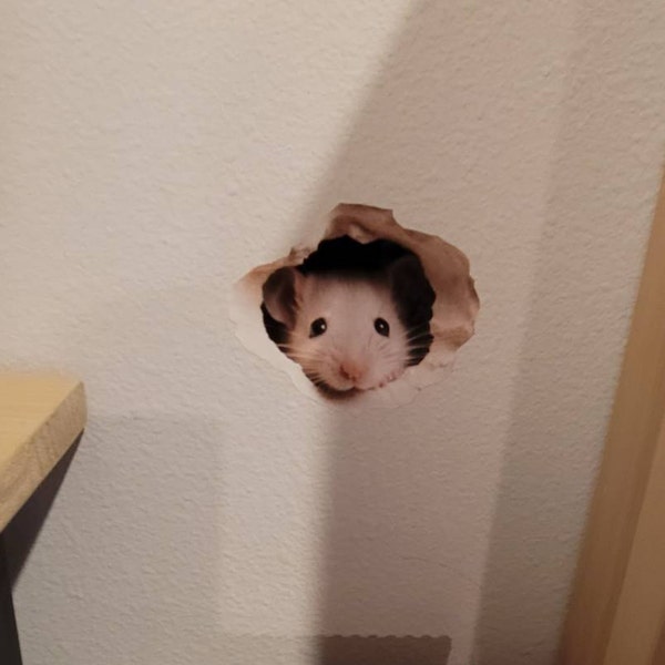 Realistic Mouse in Hole Sticker Mouse Decal Peel and Stick Baseboard or ...