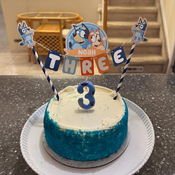 Blue Dog Cake Topper - Blue Dog Bunting Cake Topper - Blue Dog Birthday ...