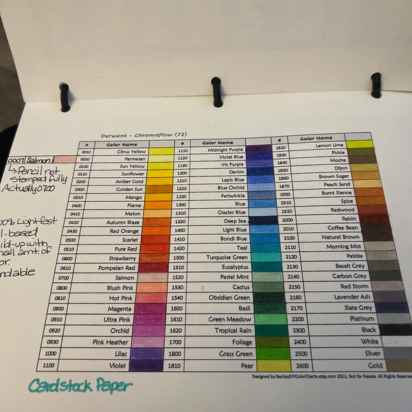 Derwent Chromaflow - 72 Colored Pencil Set - DIY Color Chart / Swatch ...
