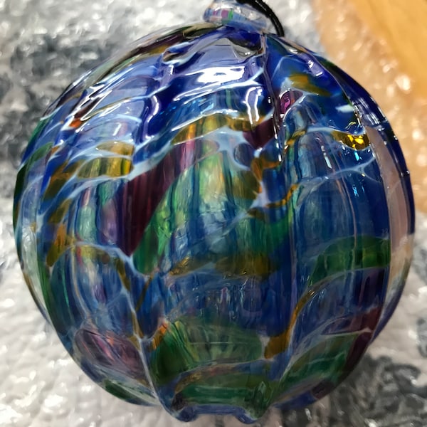 Blue Multi Color Mix Over White, Hand Blown Glass Ornament - Etsy