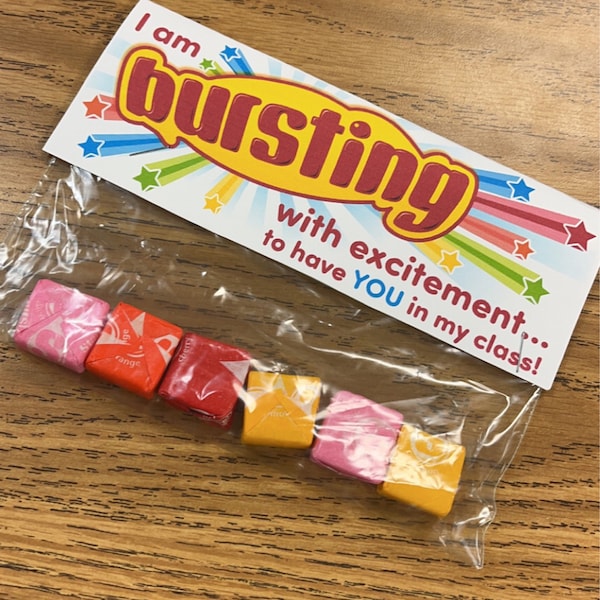 Bursting With Excitement Bag Topper, DIGITAL EDITABLE DOWNLOAD, Back to ...