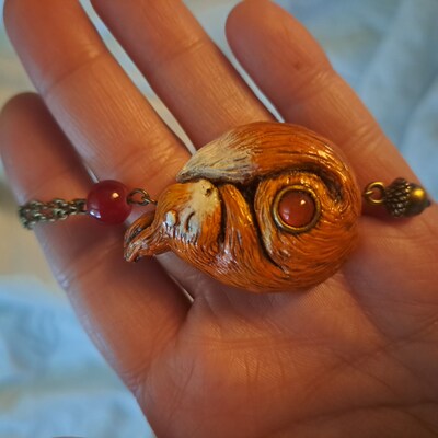 White Fox Necklace, Kitsune Fox Jewelry, Nine-tailed Fox Charm, Kitsune ...