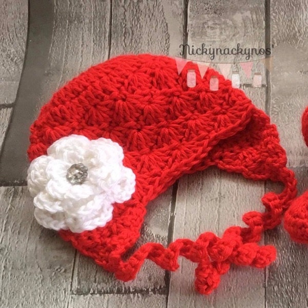 Crochet Hat Pattern Shell Stitch Baby Hat With Earflaps No.605 Newborn ...