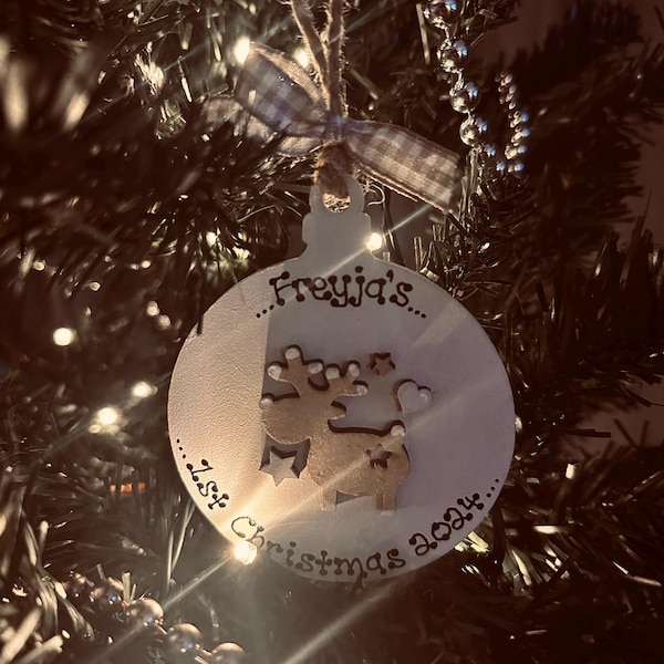 Baby's First 1st Christmas Bauble ~ Personalised Christmas Ornament ...