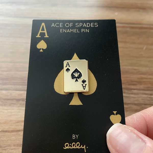 Ace of Spades Golden Playing Card Gold Soft Enamel Pin, Bee Deck Poker ...