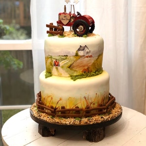 Tractor Wedding / Farmhouse Wedding Cake Topper / Barn Wedding Cake ...