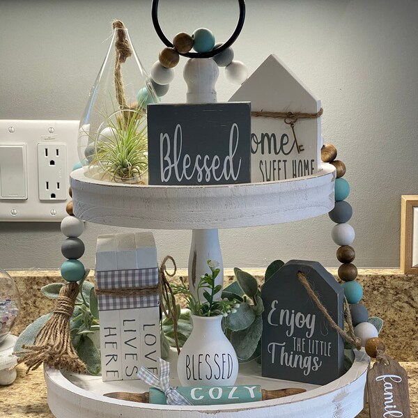 Family Decor Bundle, Tiered Tray Decor, Rae Dunn Inspired, Farmhouse ...