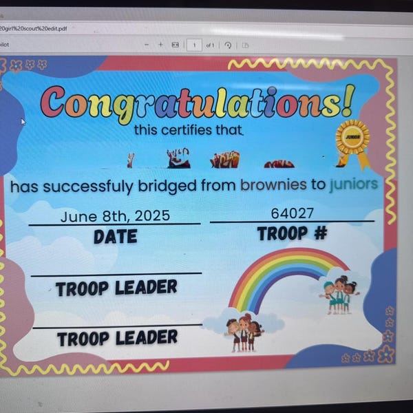 Girl Scout Bridging Certificates: Customizable Daisies, Brownies ...