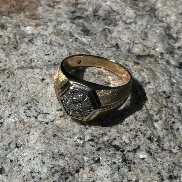 10K Gold & Fire Agate Ring - Signed Alfred Joe - Gold Southwestern Ring ...