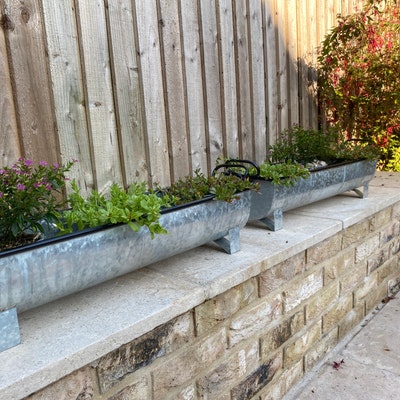 Set of 3 Large Metal Ribbed Trough Planters - Etsy UK