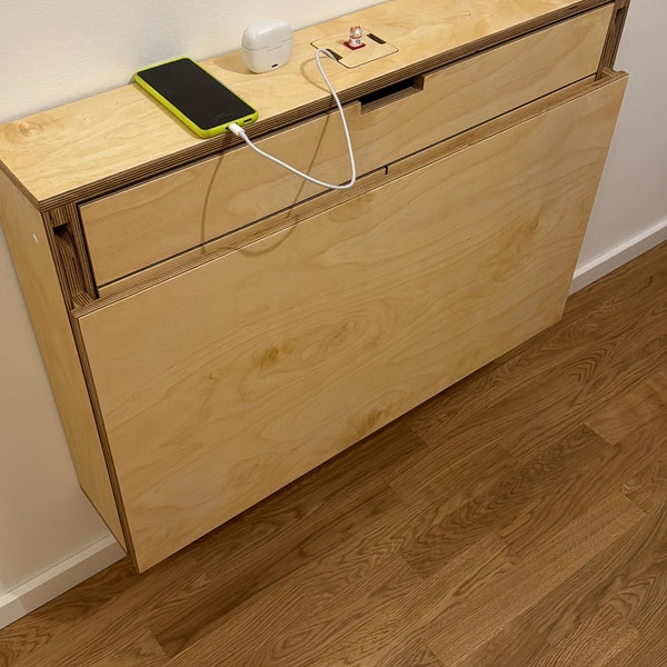 Wood Folding Desk With Storage, Folding Work Space, Home Office Station ...