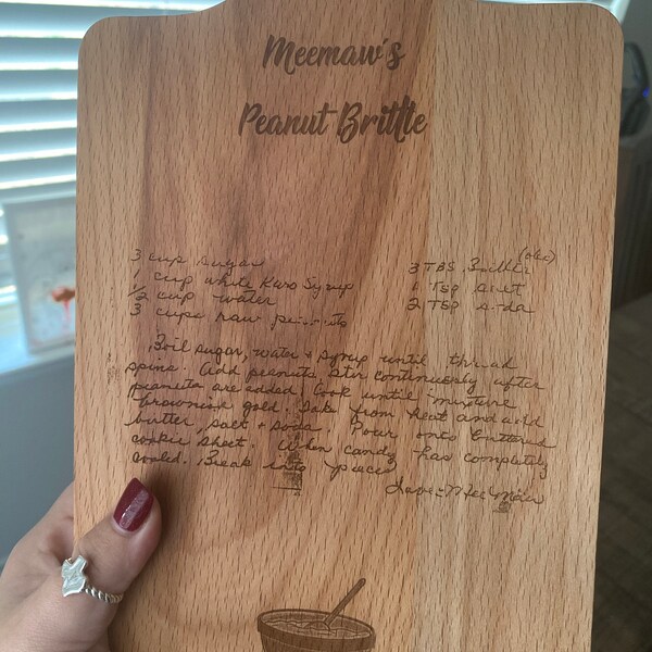 Handwritten Recipe Cutting Board, Handwritten Recipe Gift, Engraved ...