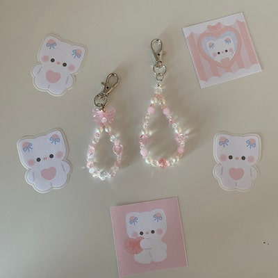 Beaded Keychain Cute / Aesthetic Phone Charm Accessory / Keyring / Kpop ...
