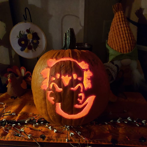 6 Cottagecore Designs for Pumpkin Carving Stencil, Halloween Pumpkin ...