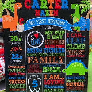 Dinosaur Birthday Board Printable DIGITAL FILE Orange, Green & Blue ...