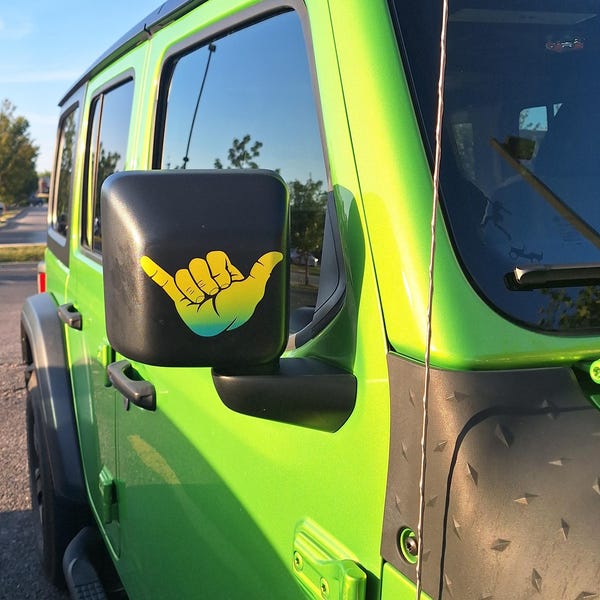 REFLECTIVE Hang Loose Hand Decal Sticker Wavefor Car Mirror Window ...
