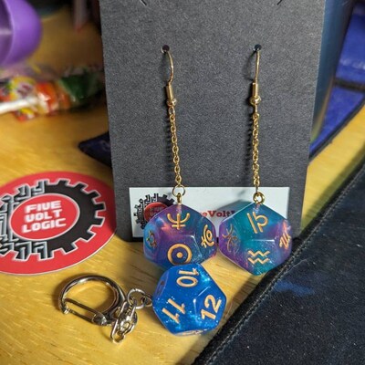 Mini Bi Pride Dice Earrings DND or Pathfinder Polyhedral RPG D20 Gamer ...