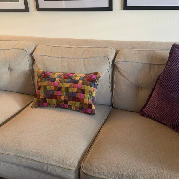 Colorful Woven Bohemian Velvet Pillow Cover, Textured Boho Throw Pillow ...
