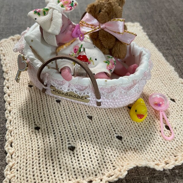 Mini Doll Basket for Baby Doll 2/5 3 Inch / Miniature Doll Crib /mini ...