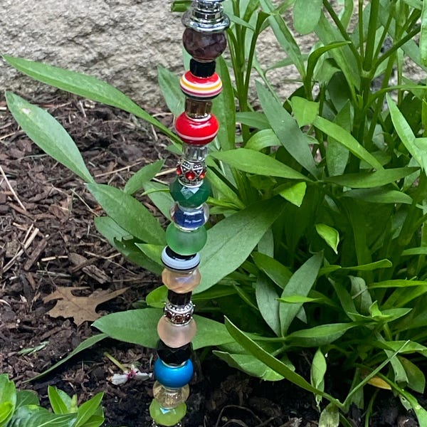 24 Inch, 15 Inch Peace and Balance Theme Glass Bead Garden Stake ...