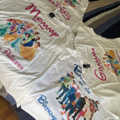Disney Princess Family Birthday Shirts, Disney Princesses Birthday Shirt Set, Princess Family ...