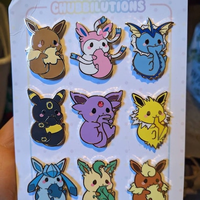 Cute Chubby Eeveelution Kawaii Fox Animal Eevee Enamel Pin Lapel Badge ...