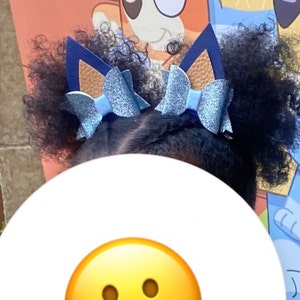 Blue Ear Hair Clips Hair Clip Ears Blue Dog Ears Chunky Glitter Bow ...