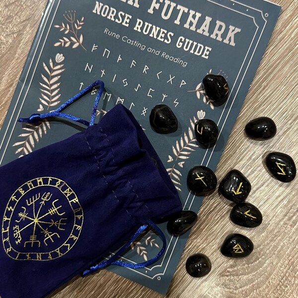 Rune Stones Gift Set Includes 21 Page Guide Book and Free Bag ...