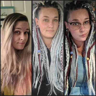 Full Set Dreads Extension Braids / Brown Blone Gray Mix / Decorated ...