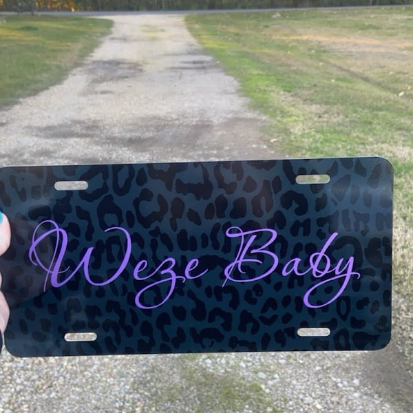 Personalized Monogram License Plate Black and Black Leopard - Licence ...