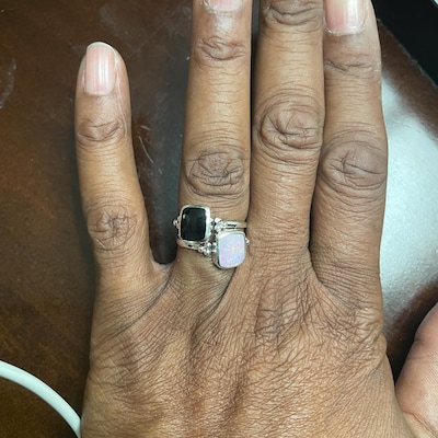 Rectangular Shape Turquoise Ring // 925 Sterling Silver With Genuine ...