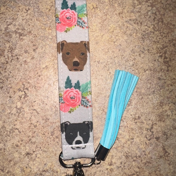 Pitbull Keychain Wristlet | Pitbull Gifts | Pit Bull Lanyard for Keys ...