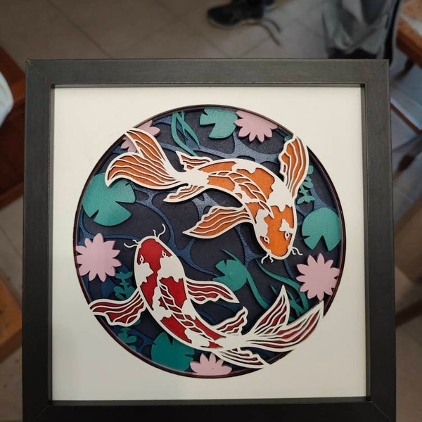 3D Japanese Koi Fish Layered Paper Cut, Koi Fish SVG, Fish Paper Cut ...