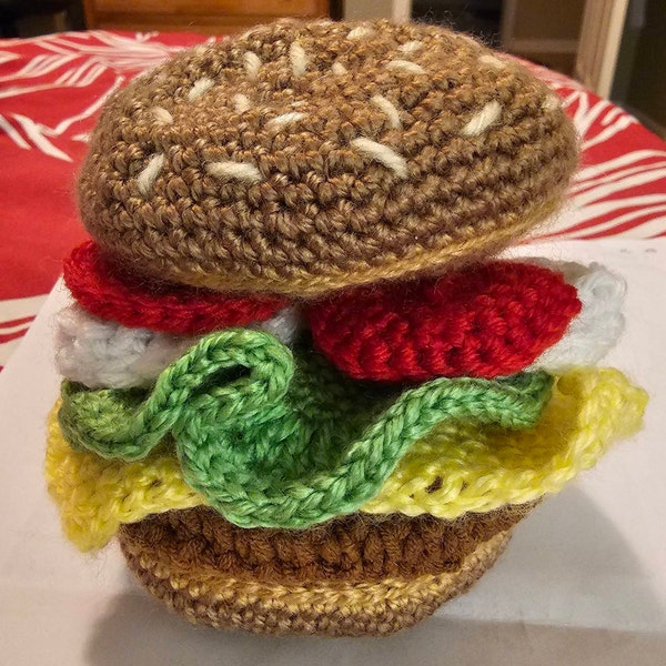Hamburger Crochet Pattern, Burger Crochet Pattern, Hamburger Amigurumi ...