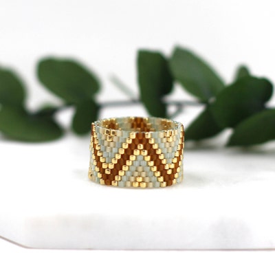 Beaded Ring Pattern Jewelry Making Beading Pattern Chevron Ring Instant ...