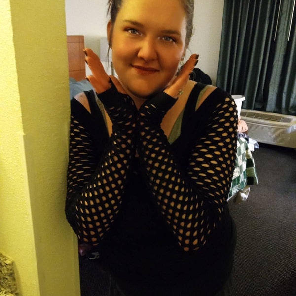 Kurve Stretchy Fishnet Long Sleeve Top, UV Protective Fabric, Rated UPF ...