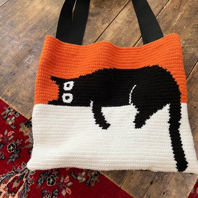 Cute Cats Bag Crochet Pattern, Crochet Bag Pattern, Crochet Tote Bag ...