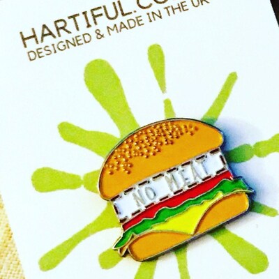 Vegeterian/vegan no Meat Burger Enamel Pin. Lapel Pin. Funny Food Pin ...