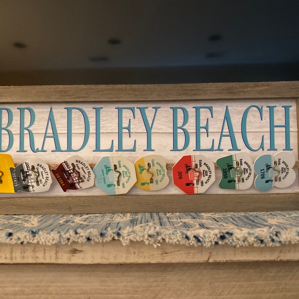 Beach Badge Collection Display With Custom Town, Beach Badge Holder, NJ ...