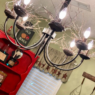 8 Birch 3 CANDLE RING WREATHS for Primitive Country Chandelier - Etsy