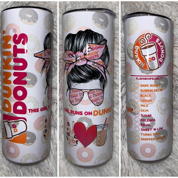 Dunkin’ Donuts 20oz Skinny Tumbler Wrap Sublimation Design, Tumbler PNG ...