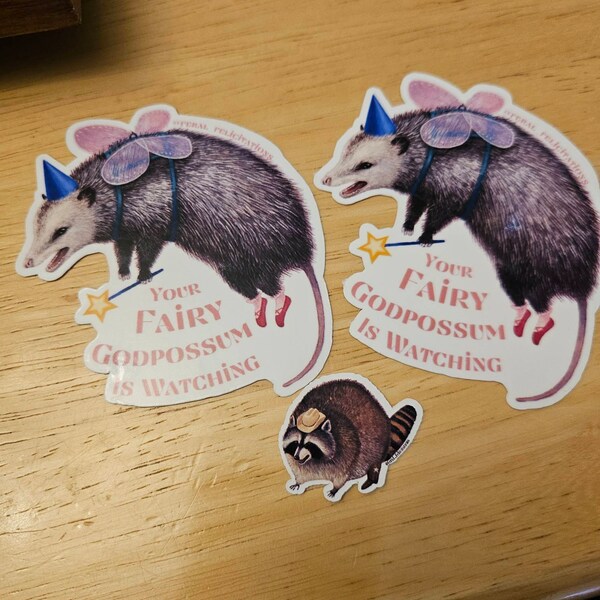 Fairy God Possum Sticker Decal - Original by Feral Felicitations - Etsy