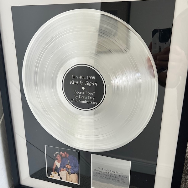 Platinum Vinyl Record Custom Music Plaque - Engraved Wedding Song Gift ...