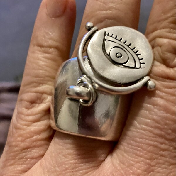 Giant EVIL EYE Ring, Statement Padlock With Key Ring, Heavy Massive ...