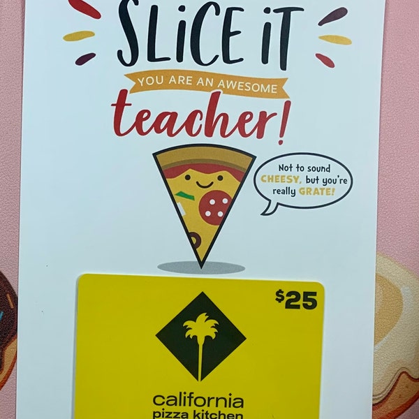 PRINTABLE Teacher Thank You Card - Pizza Gift Card Holder for Teacher ...