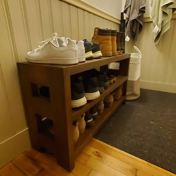 36 Inches Rustic Shoe Rack 3 Levels, Shoe Storage, Shoe Organizer, Shoe ...