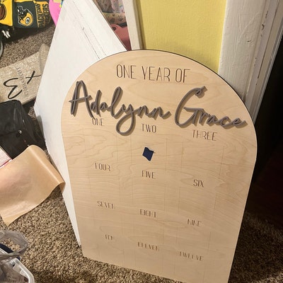 One Year of Photo Board, Wood Photo Board, Milestone Board, 1st ...