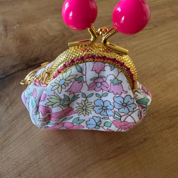 Kiss Lock Coin Purse, Fabric Purse Keychain, Floral Clips Wallet, Clasp ...