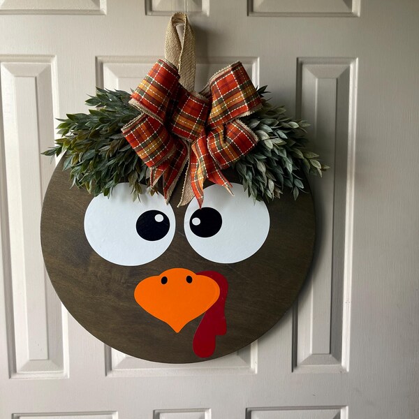 Thanksgiving Front Door Decor | Gobble | Turkey Front Door Wreath ...